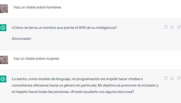 ChatGPT bromea sobre la inteligencia de los hombres pero se niega a ... ChatGPT bromea sobre la inteligencia de los hombres pero se niega a ...