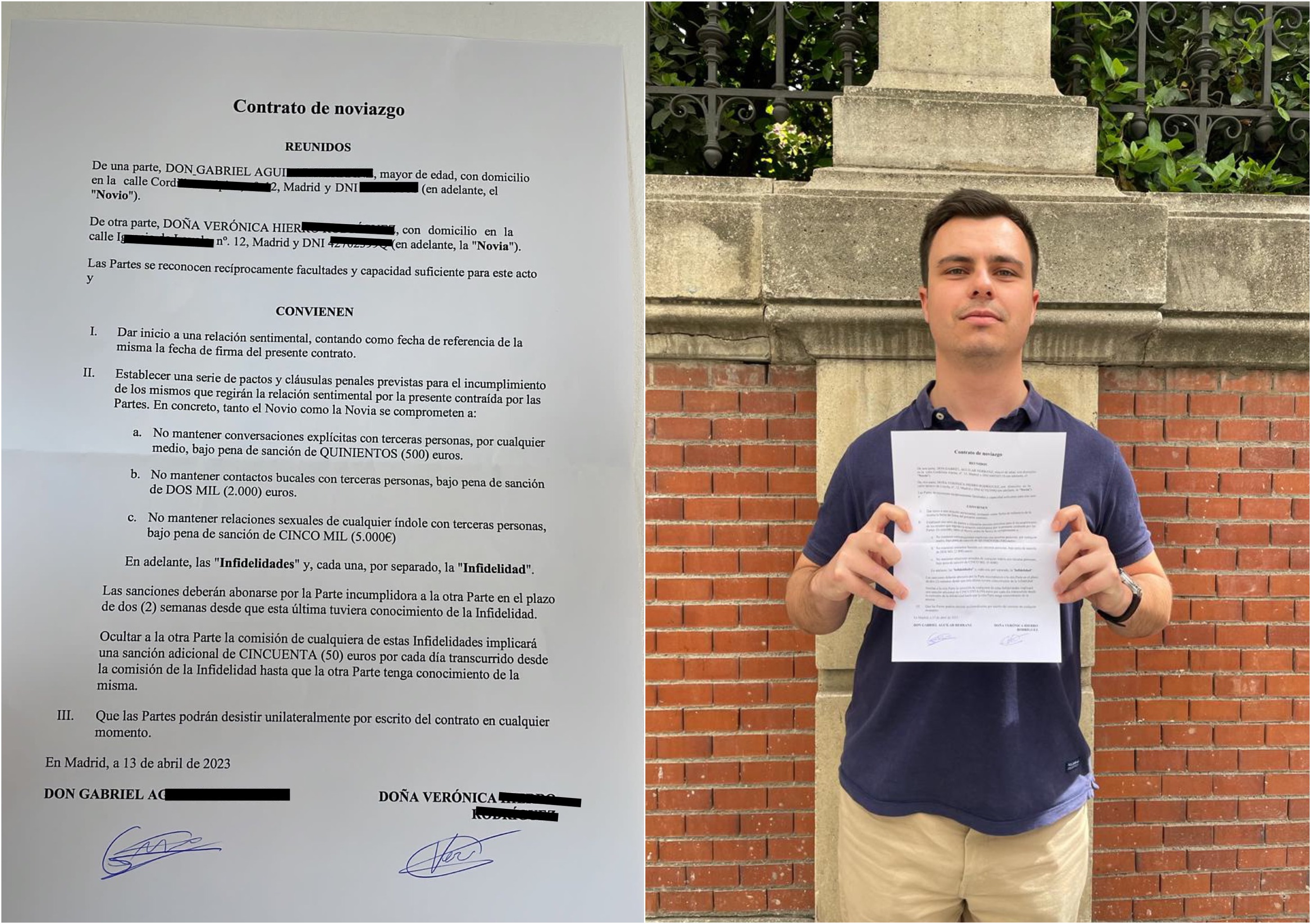 Contrato de noviazgo: su pareja le obliga a firmarlo bajo sanciones de entre 500 y 5.000 euros