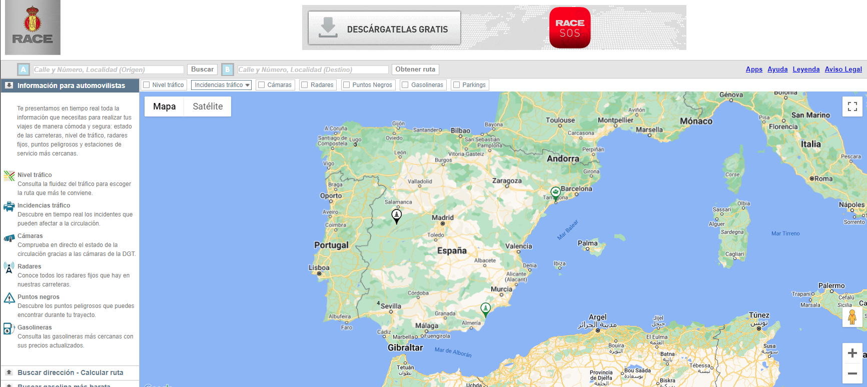 Mapa actualizado con todos los radares fijos y móviles de la DGT