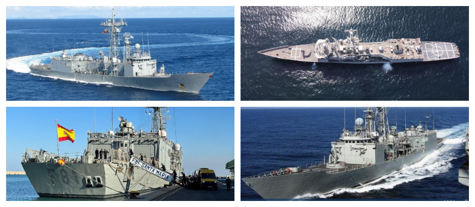 Armada: Maniobras de cuatro fragatas españolas en la bahía de Cádiz